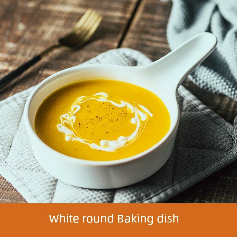 Белая круглая керамическая запекательная посуда для микроволновки, безопасная в печи, диаметр 20 см, 1 шт