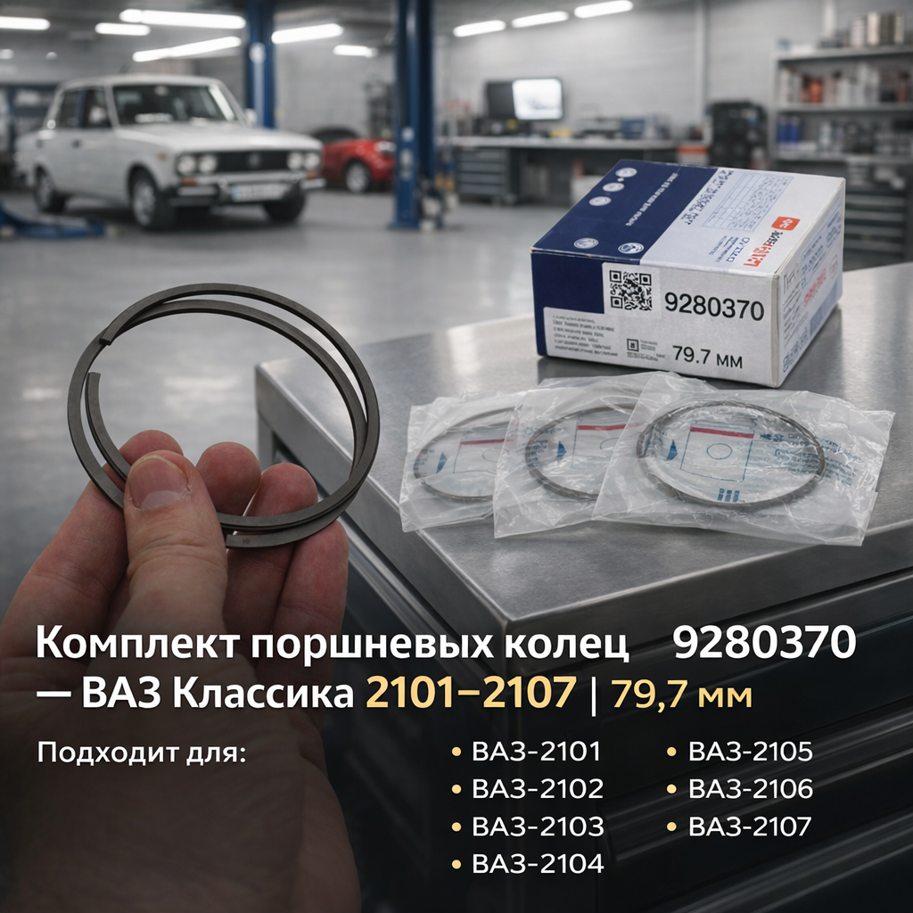 Комплект поршневых колец 9280370 — ВАЗ Классика 2101–2107 | 79.7 мм