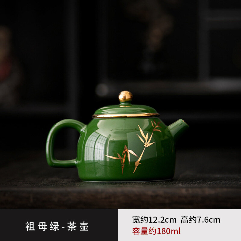 Dehua керамический чайник Творческий Изумрудный ручной росписью бамбуковый кунг-фу чайный сервиз чайник с фильтром один