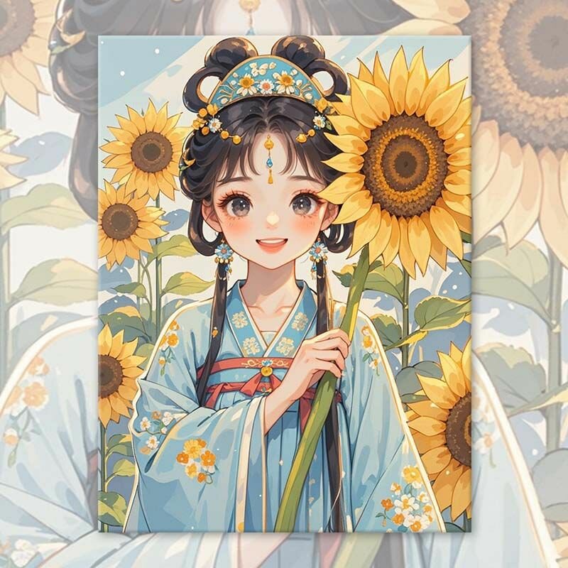 Горячая распродажаЦифровая масляная живопись для девочек-цветочниц, DIY раскраска, ручная роспись, акриловая масляная краска, снятие стресса, исцеляющая живопись