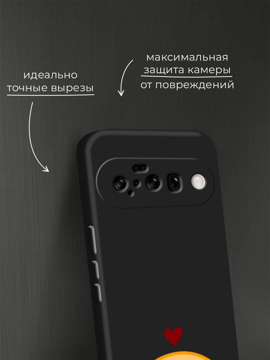 Черный матовый чехол на Google Pixel 10 / Гугл Пиксель 10 с принтом Влюблённая уточка — фото 1