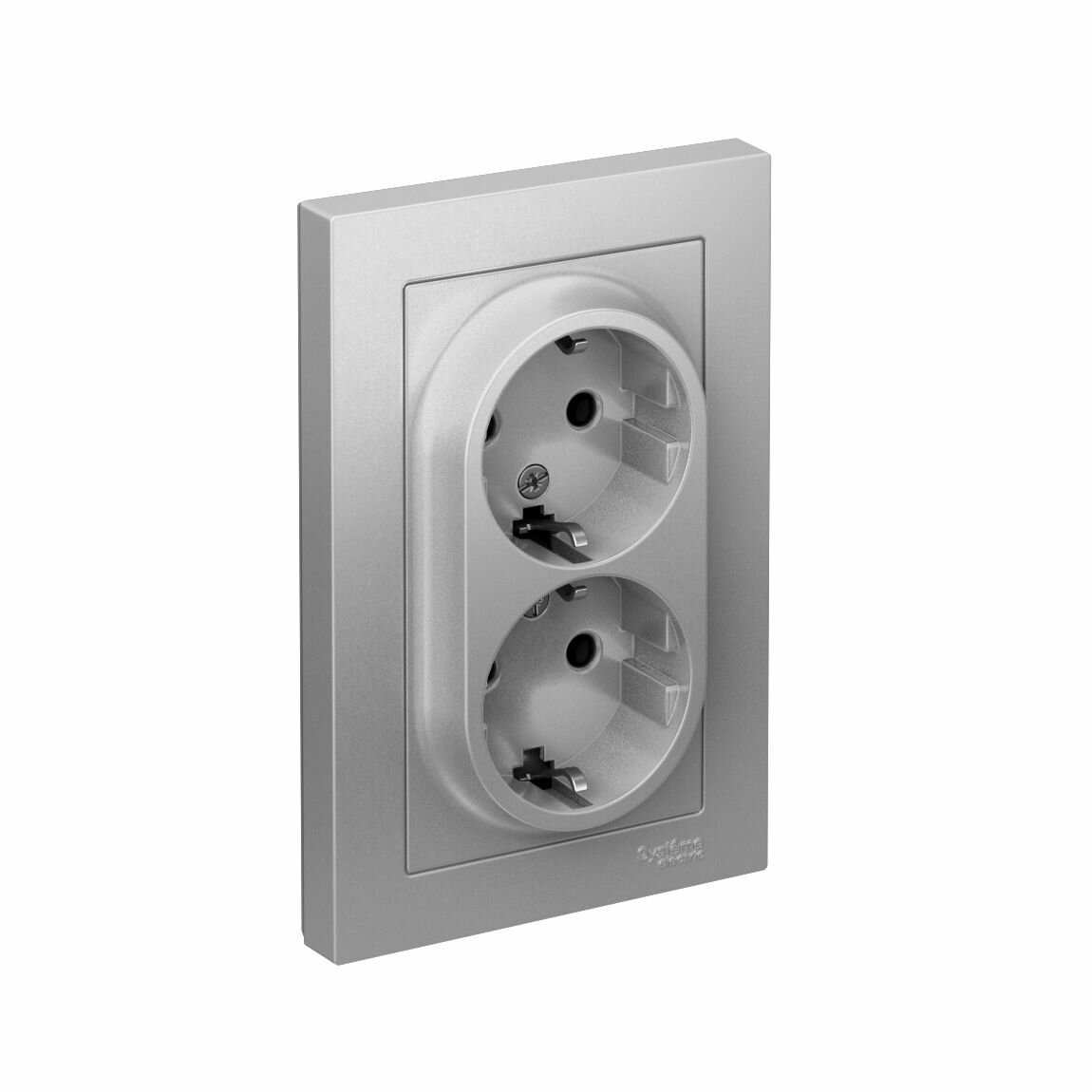 Розетка 2-м СП AtlasDesign 16А IP20 с заземл. в сборе алюм. SE ATN000324