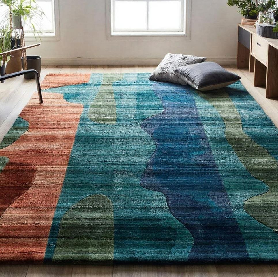 Ковер натуральный шерстяной ручной работы нестондартный тонкая нитка очень нежный и теплый размер 60 на 110