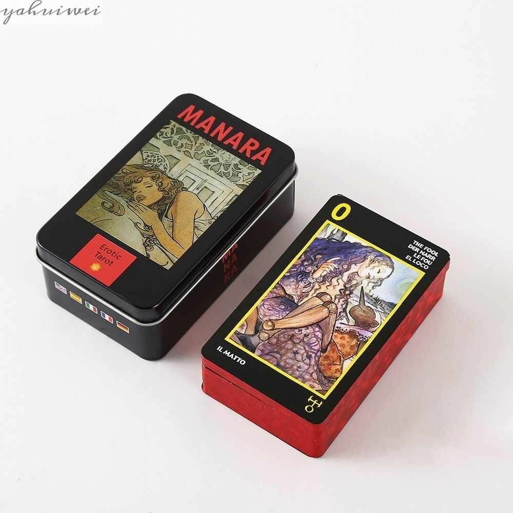 Карты Таро уэйта манара эротическое с железной коробкой / Manara erotic tarot 10*6см.