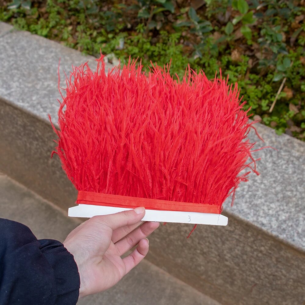 Натуральные темно-синие страусиные перья WCPlume 8-10 см Красный, 10 meters, Красный