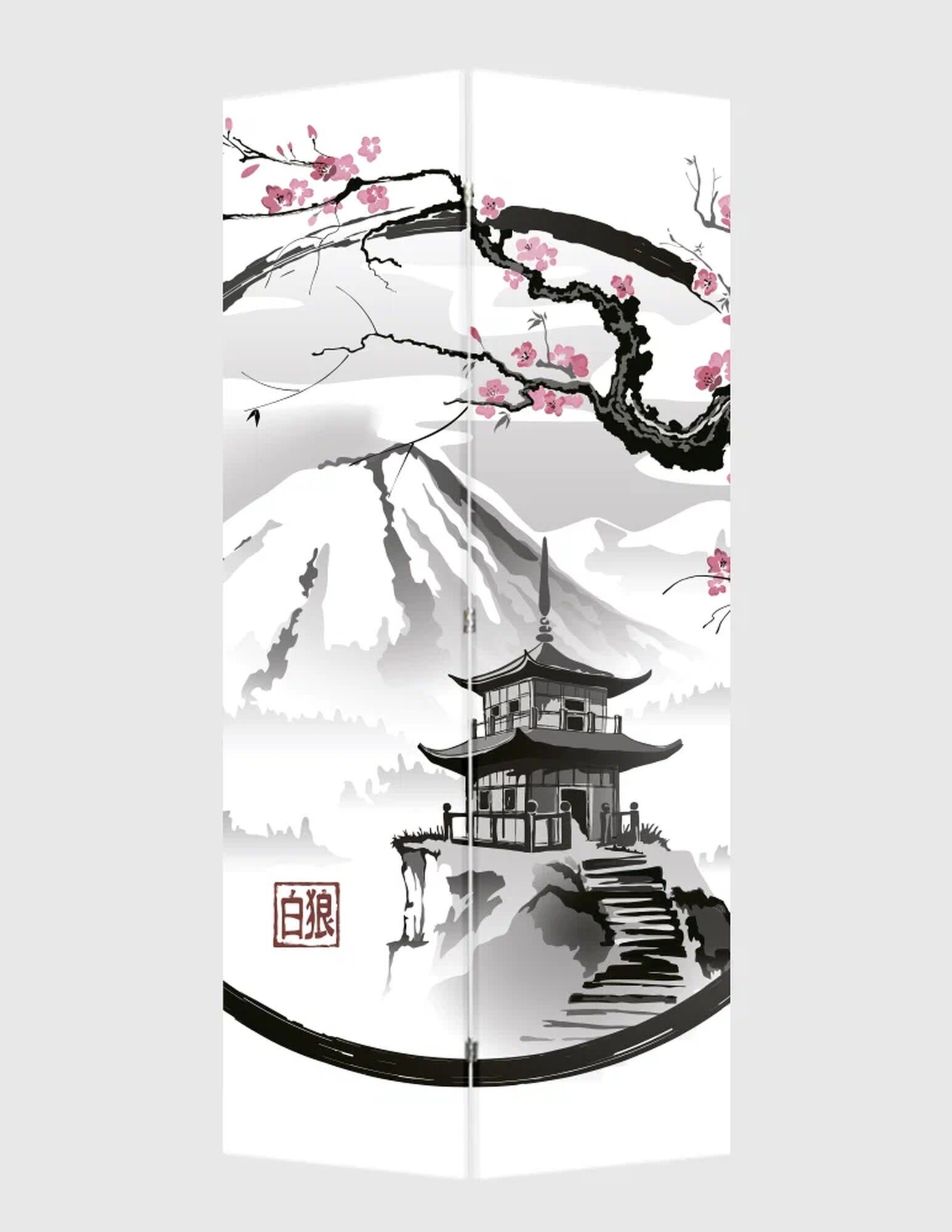 Ширма перегородка для зонирования «СКТ Гора Суми 1» - 2, размер 180х90/45 см