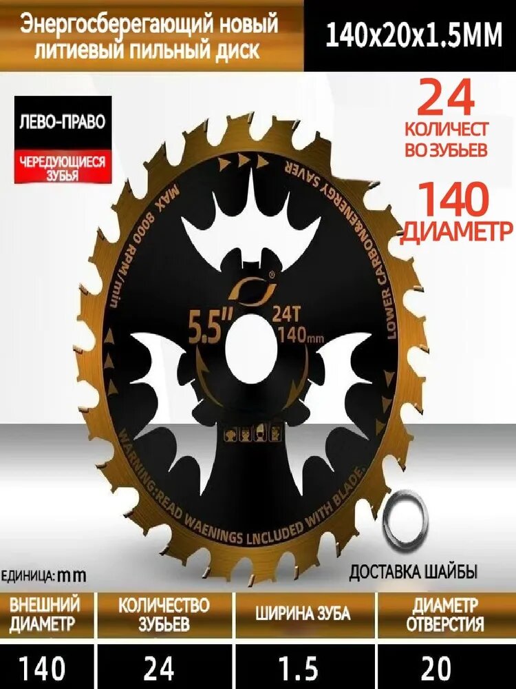Диск пильный 140 x 1.5 x 20; 24 зуб.