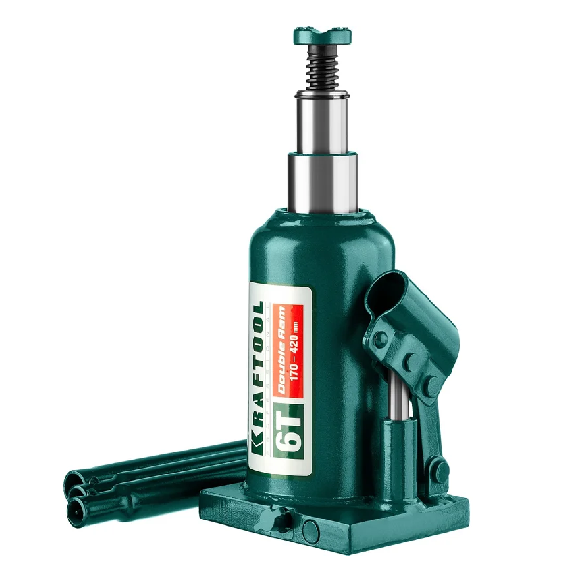 Домкрат бутылочный гидравлический Kraftool Double Ram 43463-6 зеленый 6 т