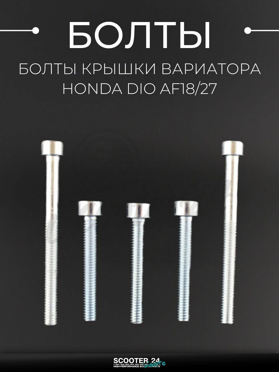 Болты крышки вариатора на мотоцикл и скутер Honda DIO AF18 / 27 / Хонда Дио, Такт, Джорно (шестигранный шлиц, 5шт) SHUK