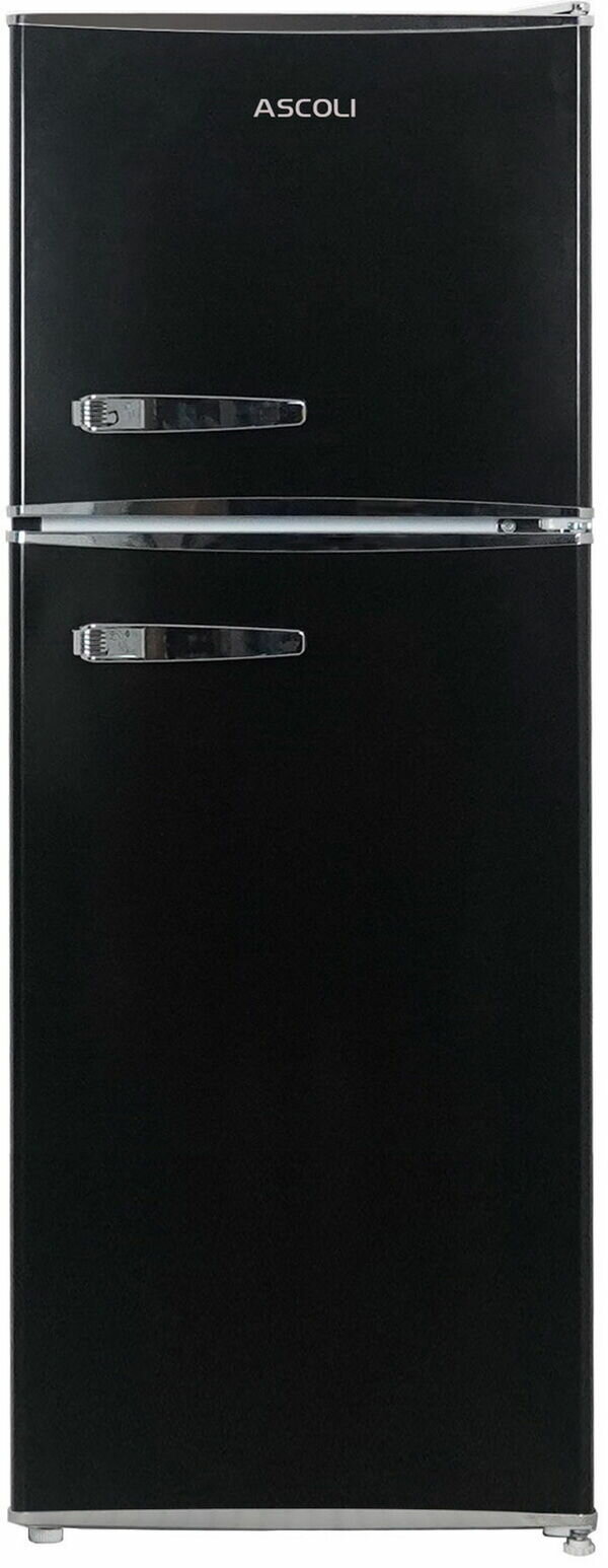 Холодильник Ascoli ARDFRB120 черный, ретро, двухкамерный с верхней мк, 125,3х47,5 см, 128л
