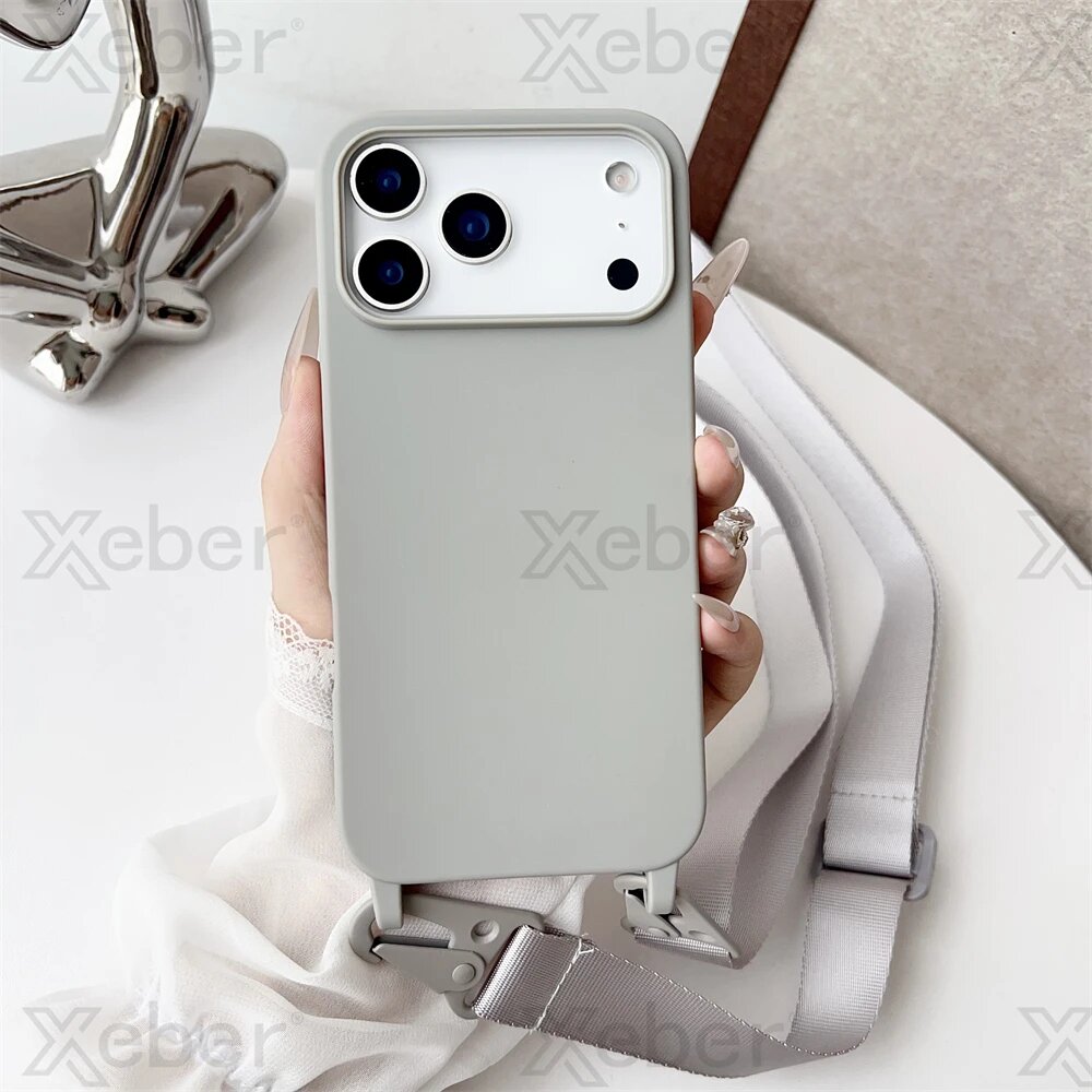 Мягкий силиконовый чехол с ожерельем через плечо и ремешком для iPhone 17, 16, 15, 13, 11, 12, 14 Pro Max XS XR X 8 7 Plus, чехол Candy Cover