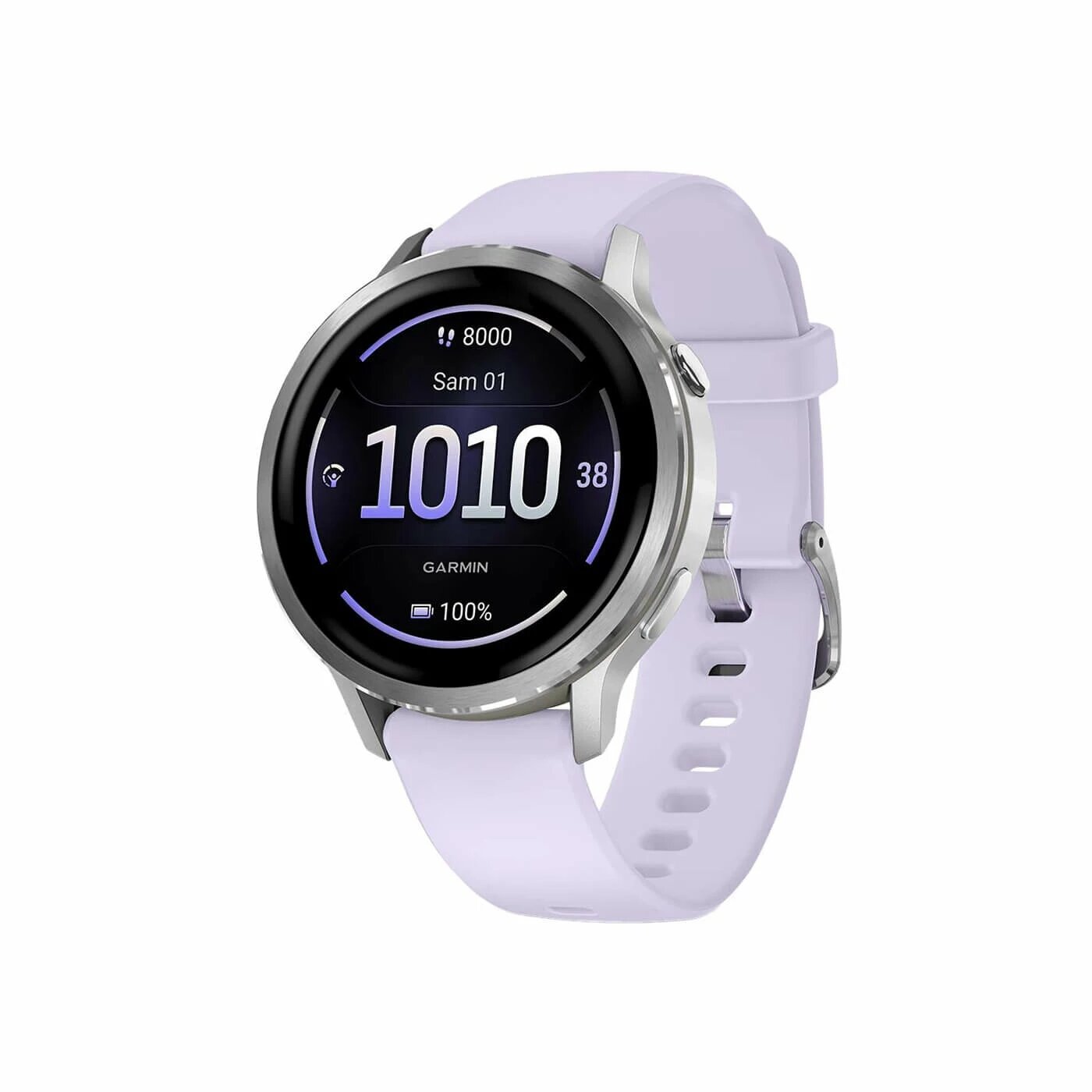 Умные часы Garmin Venu 4 41mm Silver Bezel With Periwinkle Silicone Band
