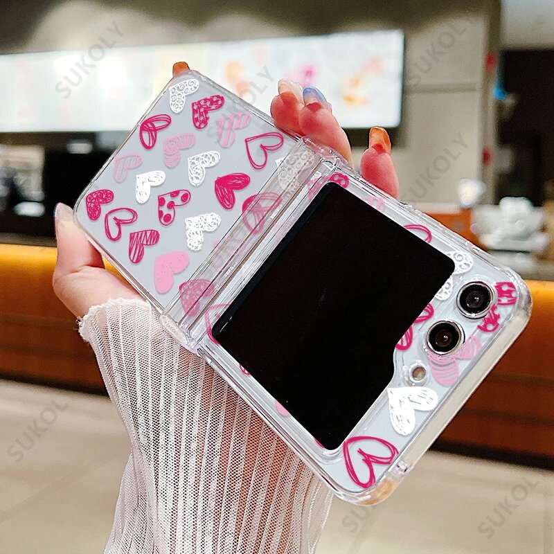 Чехол Samsung Z Flip с сердечками, цвет A100