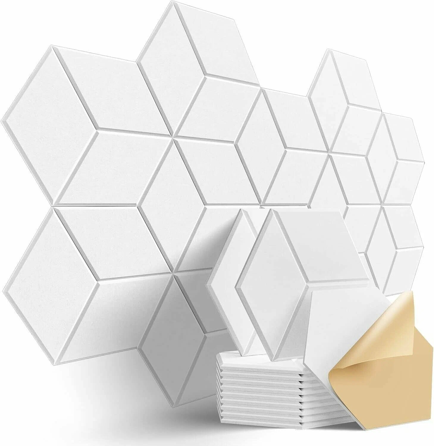 Самоклеящаяся акустическая панель с шестигранной конструкцией акустические Звукоизоляционные стеновые панели из пенопласта, 12 шт белый