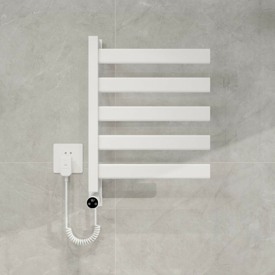 Космический алюминиевый умный электрический подогреваемый полотенцесушитель с постоянной температурой, вращающаяся стойка для хранения из нержавеющей стали без сверления