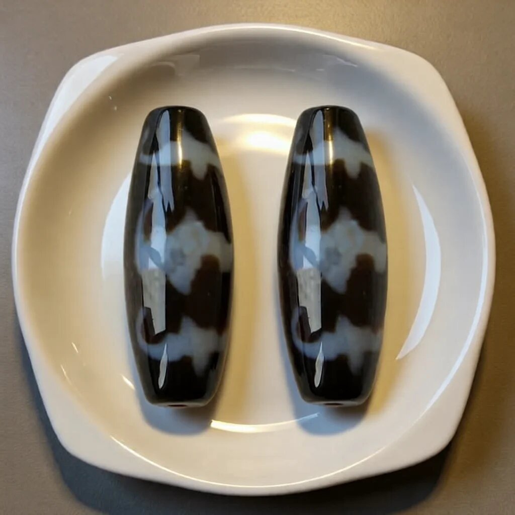 Натуральный тибетский агат бусины Дзи овальные пять благословений AAA 13x38 мм