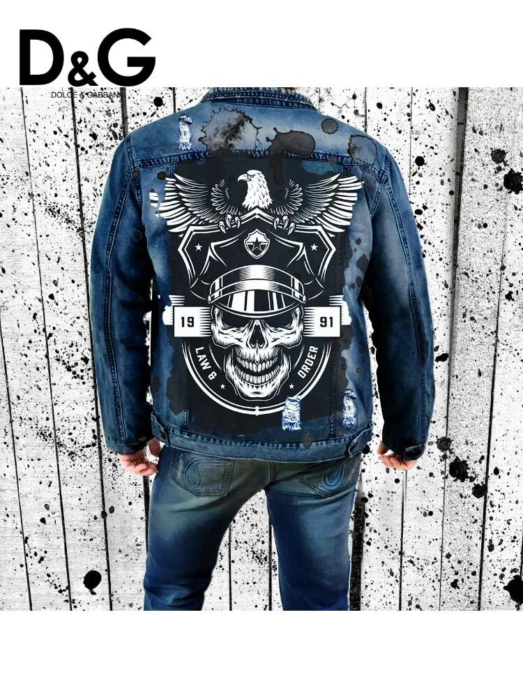 Куртка Dolce&Gabbana Мужская джинсовая куртка в стиле ретро-панк-Свободный крой, винтажный дизайн, премиум качество