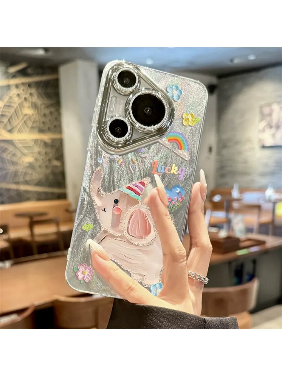 Чехол Huawei Pura 70 Pro+ с масляной живописью слона, блеск