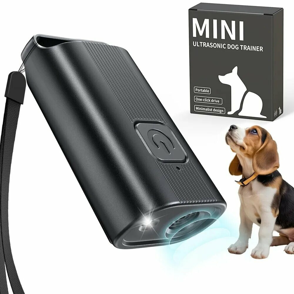 Устройство для контроля лая собак: портативное ручное средство с стробоскопическим светом, заряжаемое, предназначенное для использования в помещении и на улице, с регулируемой дистанцией воздействия