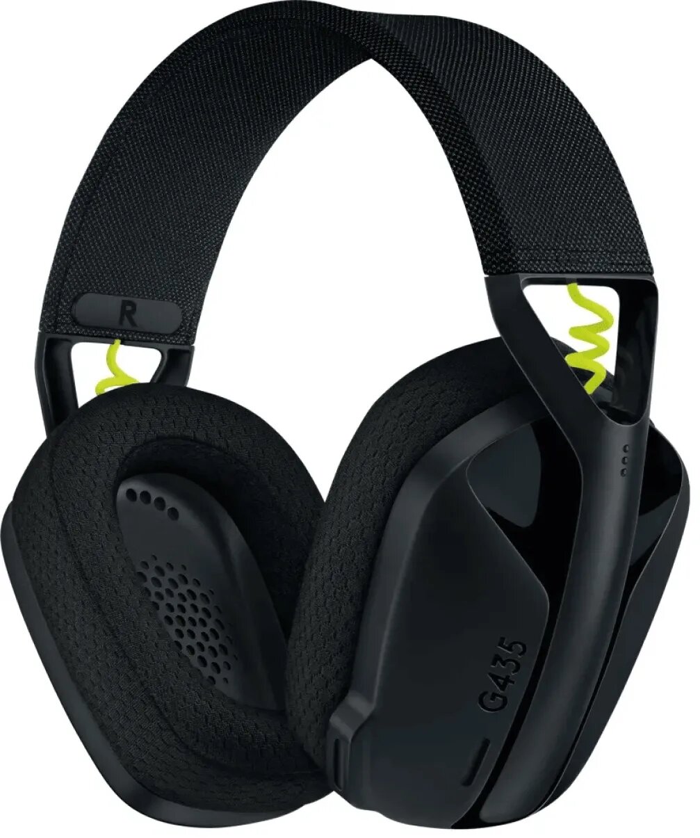Беспроводная игровая гарнитура Logitech G G435, игровые наушники, с микрофоном, черный/неоновый желтый