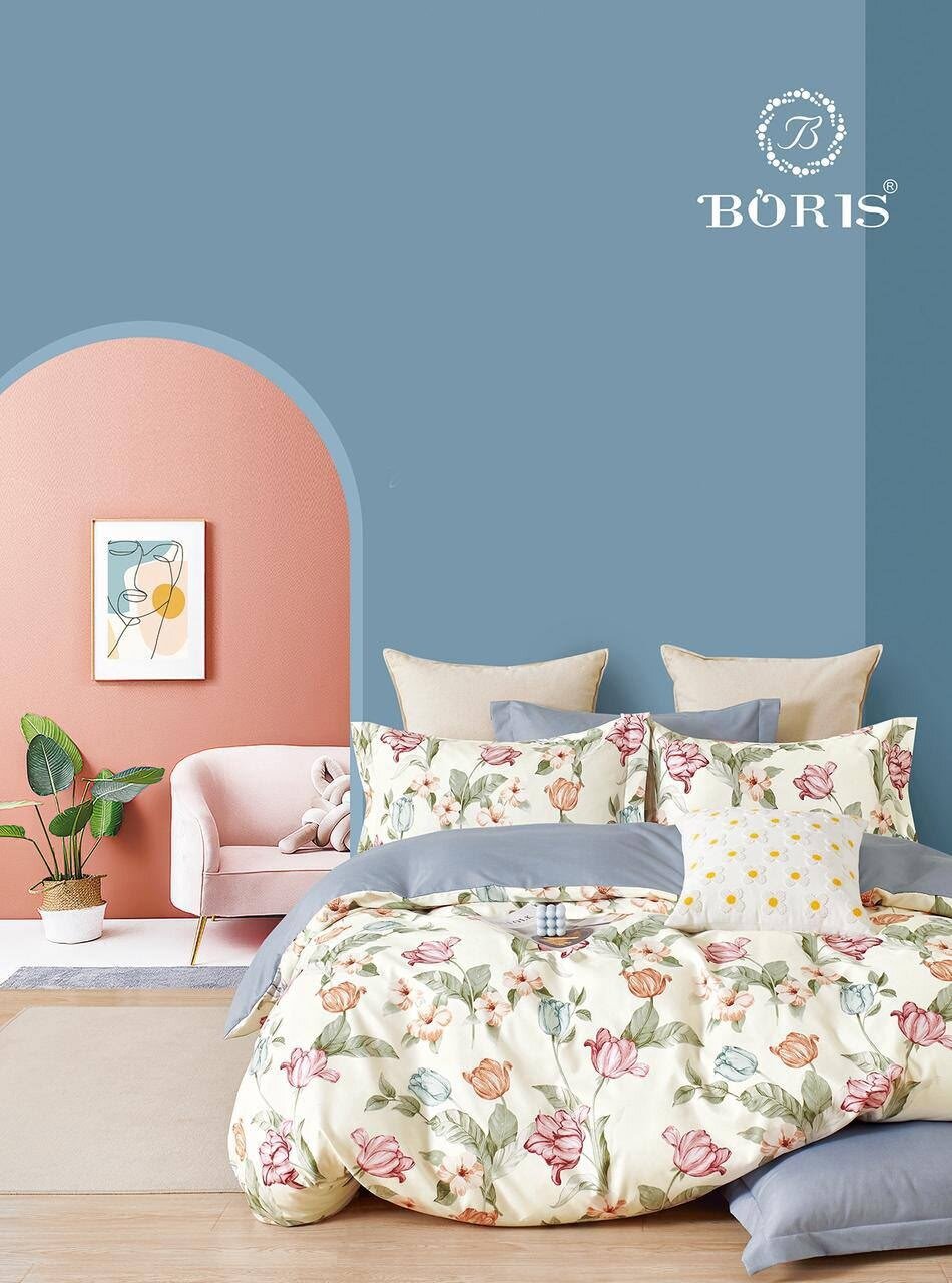 Комплект Постельного Белья Евро Boris / Евро / простыня 220x240см / пододеяльник 200x220 см / Наволочки 50x70-2, 70x70-2
