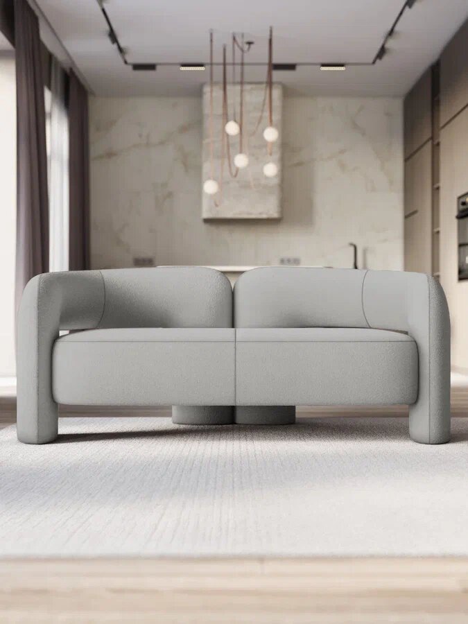 Диван дизайнерский AZZURRO, букле серый BRAVO SMOKE 182 см. прямой