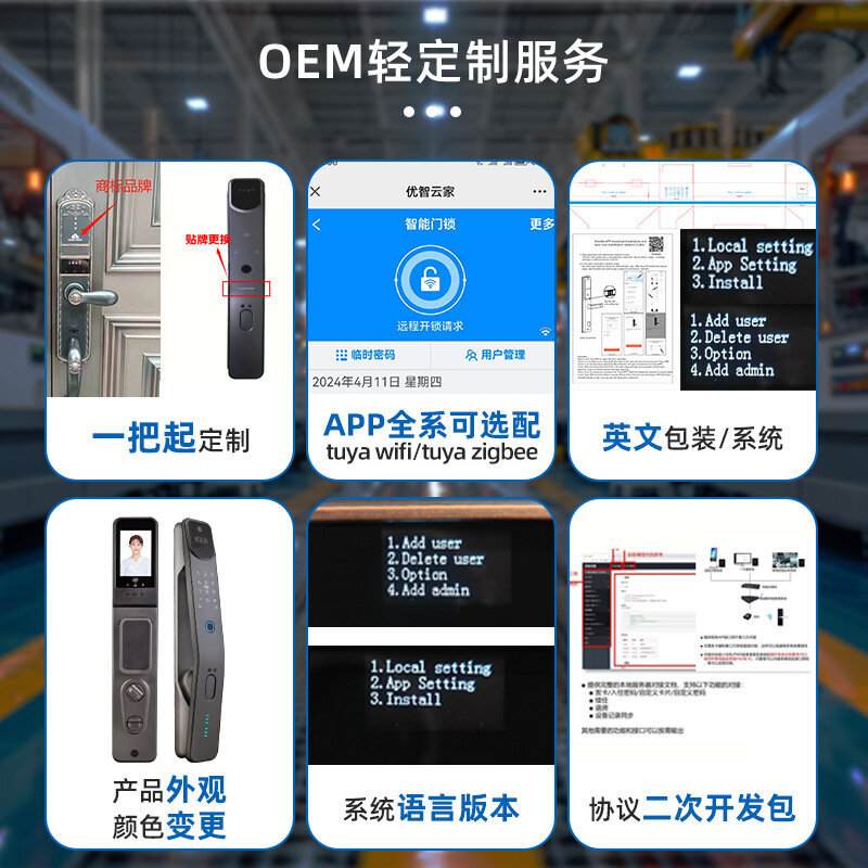 Кросс-бордерный граффити русский умный замок 6085, корпус с 3D распознаванием лица, электронный замок с паролем, полностью автоматический смарт-замок с отпечатком пальца