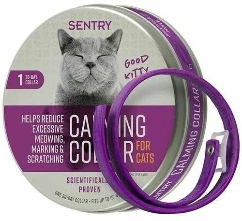 Ошейник для кошек NEW SENTRY Calming Collar успокаивающий с феромонами, Без металлической банки. В индивидуальной заводской упаковке.