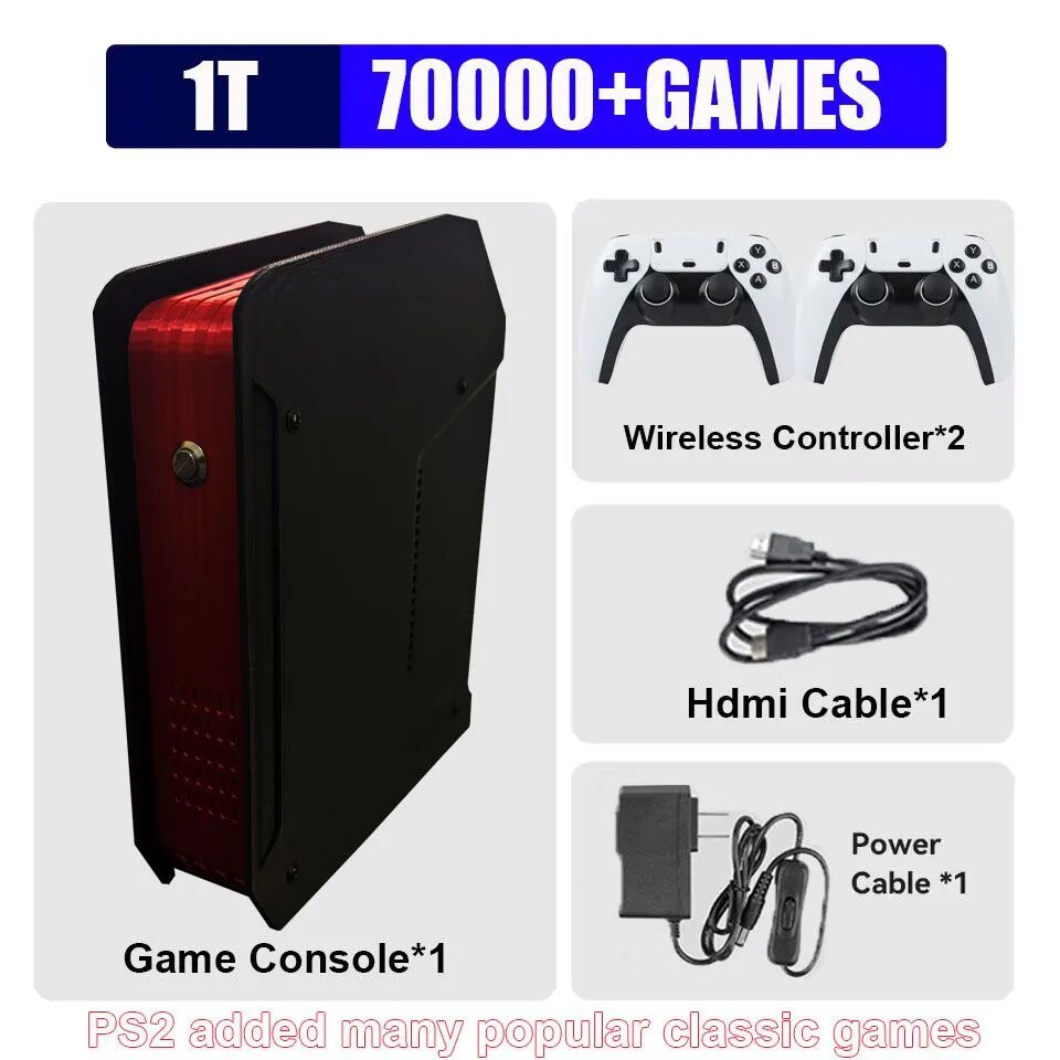 Игровая приставка X4 Retro Video Game Console Поддержка 70000+ игр 60 эмуляторов для PS2/PSP/DC/XBOX с контроллерами