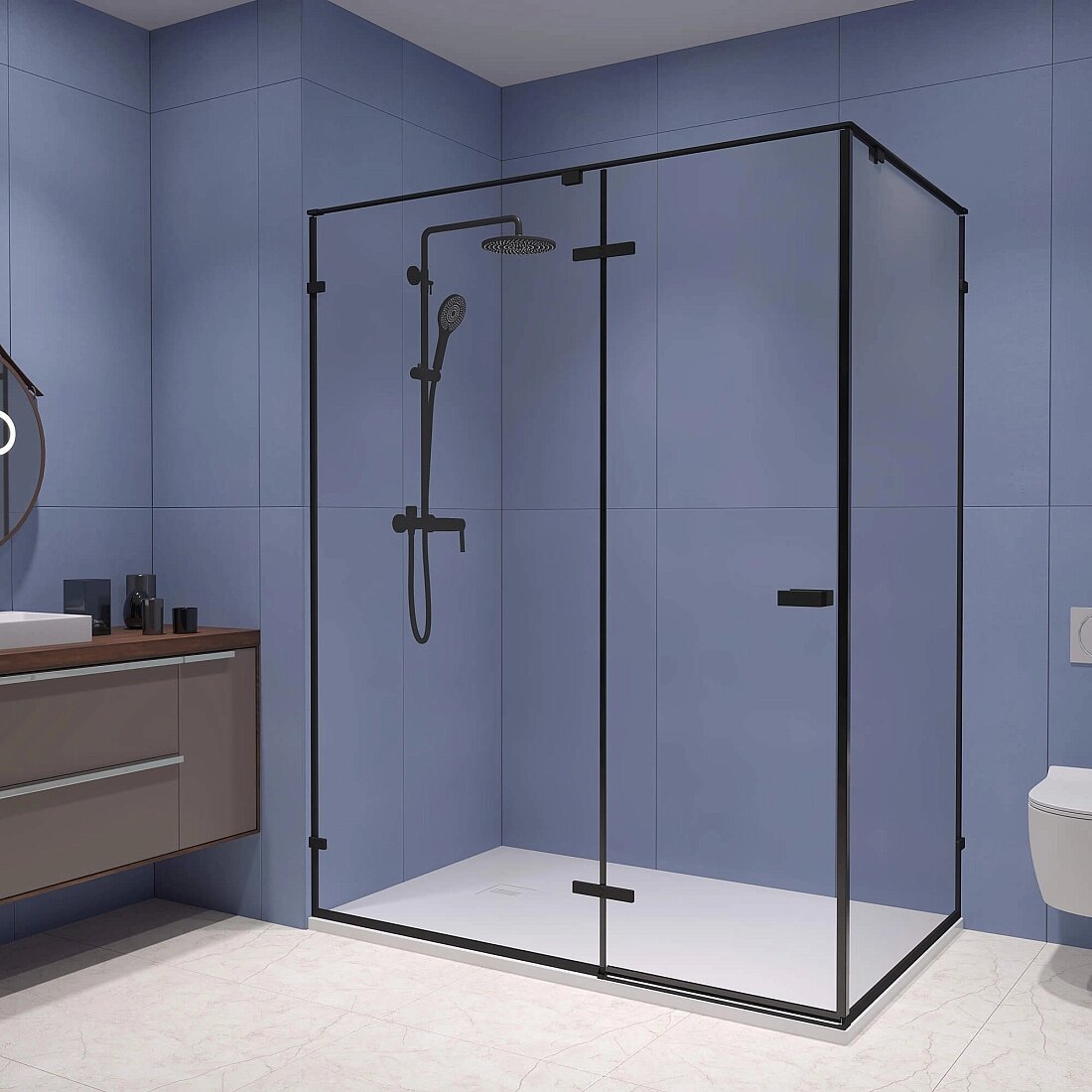 Душевой уголок RGW Stilvoll SV-040B 100x80 см профиль черный, стекло прозрачное
