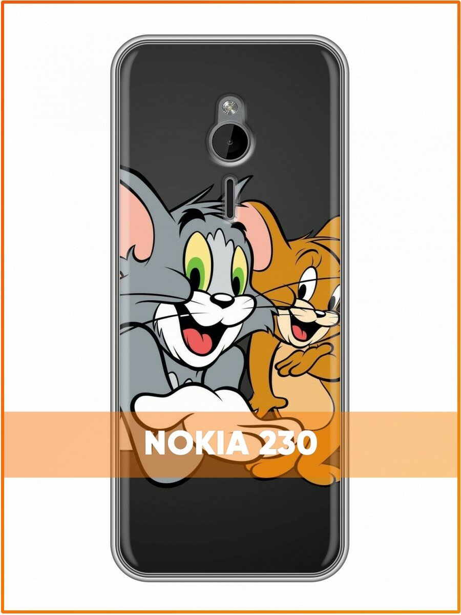 Чехол для Nokia 230 с принтом Том и джерри улыбаются (Нокиа 230)