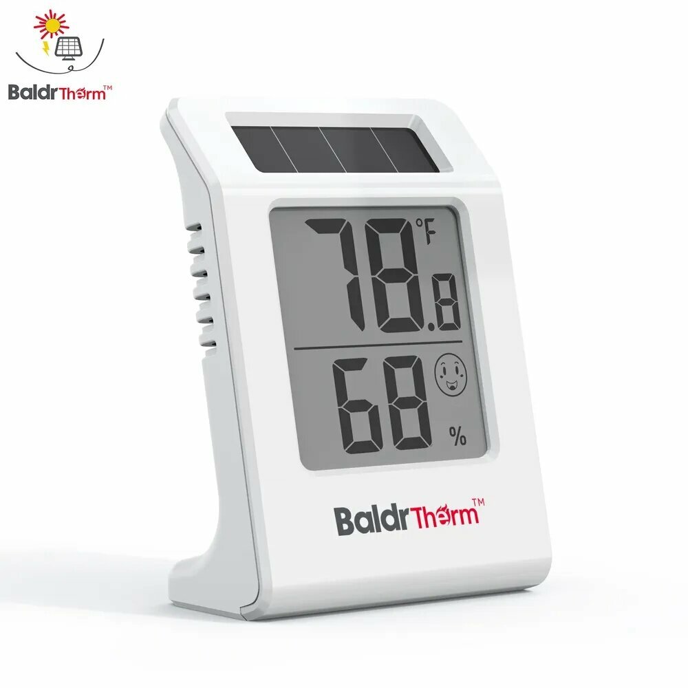1 упаковка белый комнатный термометр на солнечной батарее с цифровым датчиком температуры, 2,2-дюймовый измеритель влажности для детских комнат Домашний офис