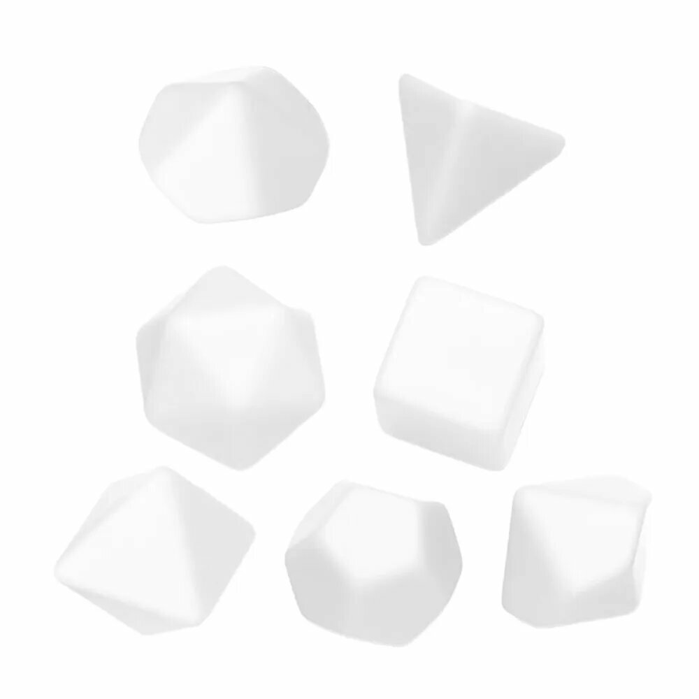 1 набор из 7 пустых многогранных RPG-кубиков-белый