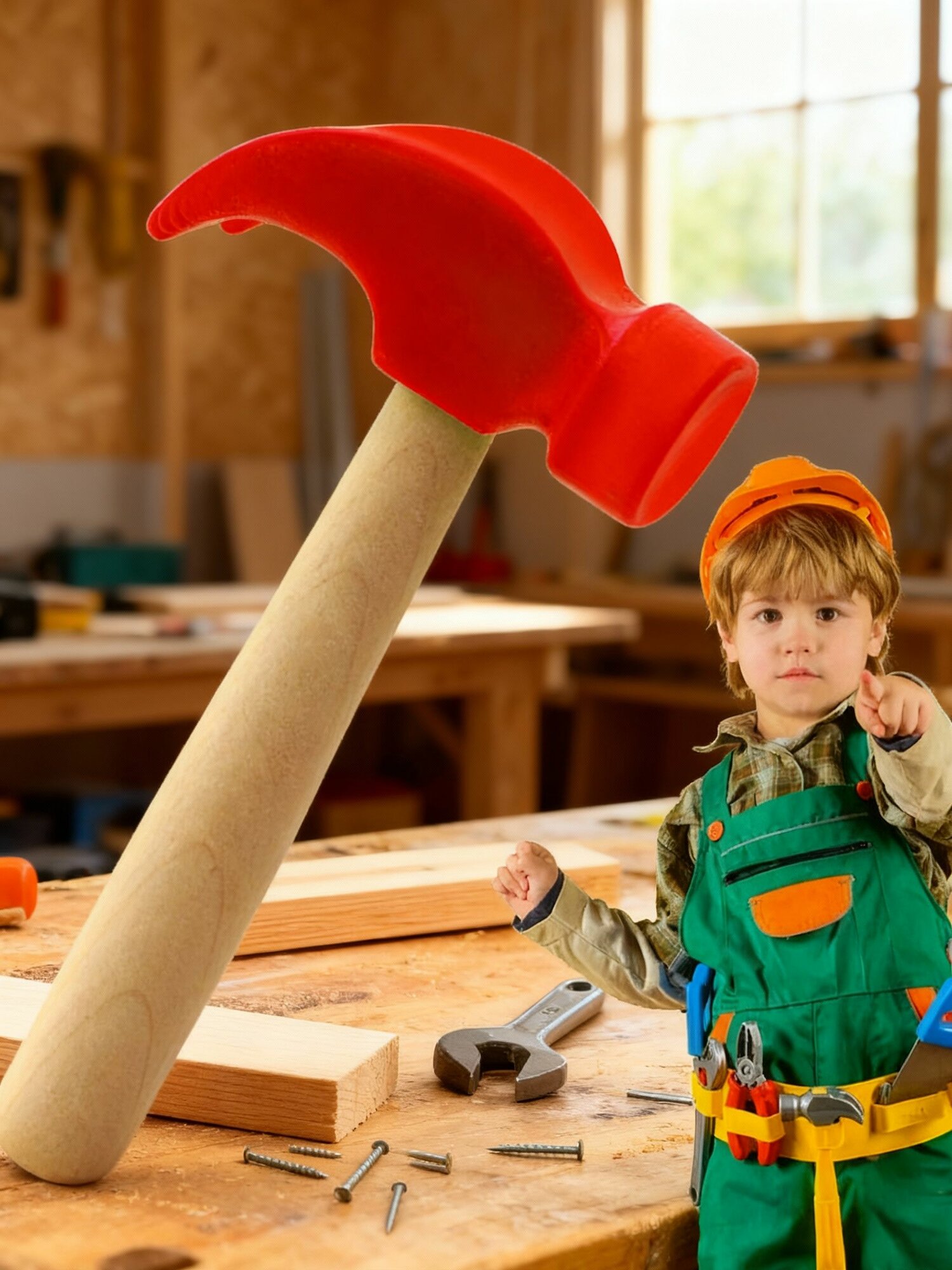 Развивающая игрушка-стучалка для детей с молоточком и разноцветными колышками