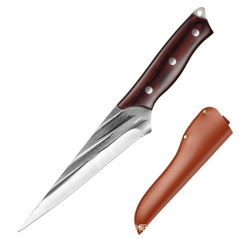 Кованый нож для разделки мяса, нож для забоя свиней, специальный нож для забоя, утолщенный набор из трех ножей, нож для разделки мяса, острый поварской нож