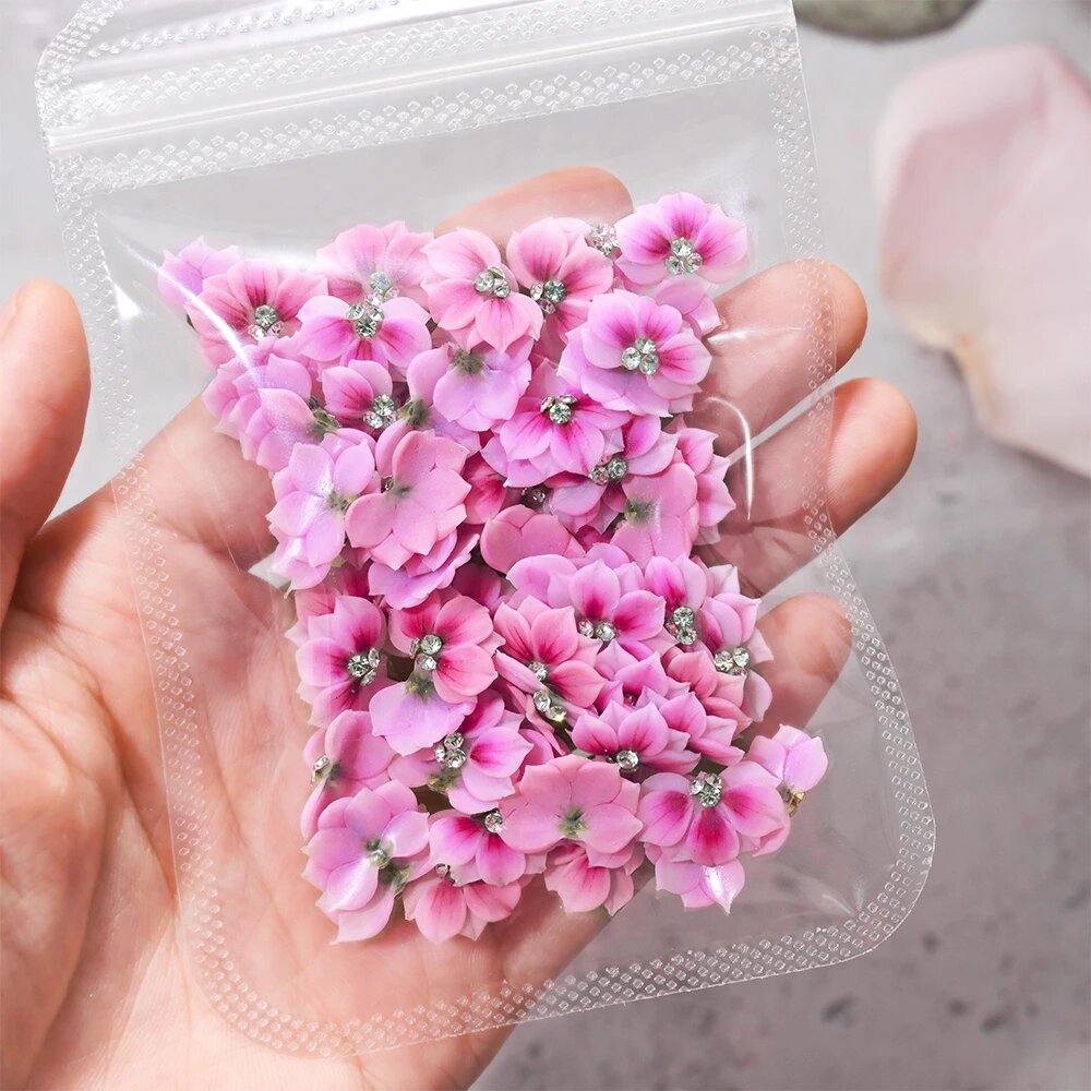 Подвески для ногтей HotPress, цветы, акрил, JE1252-6(5pcs)