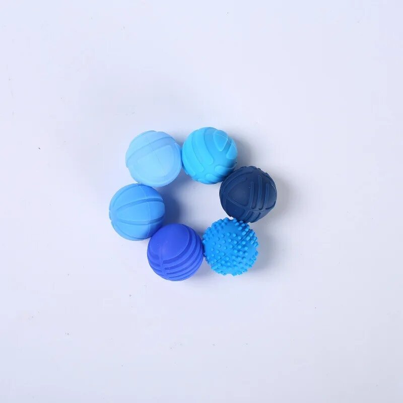Сенсорные шарики силиконовые синие, 6 шт.