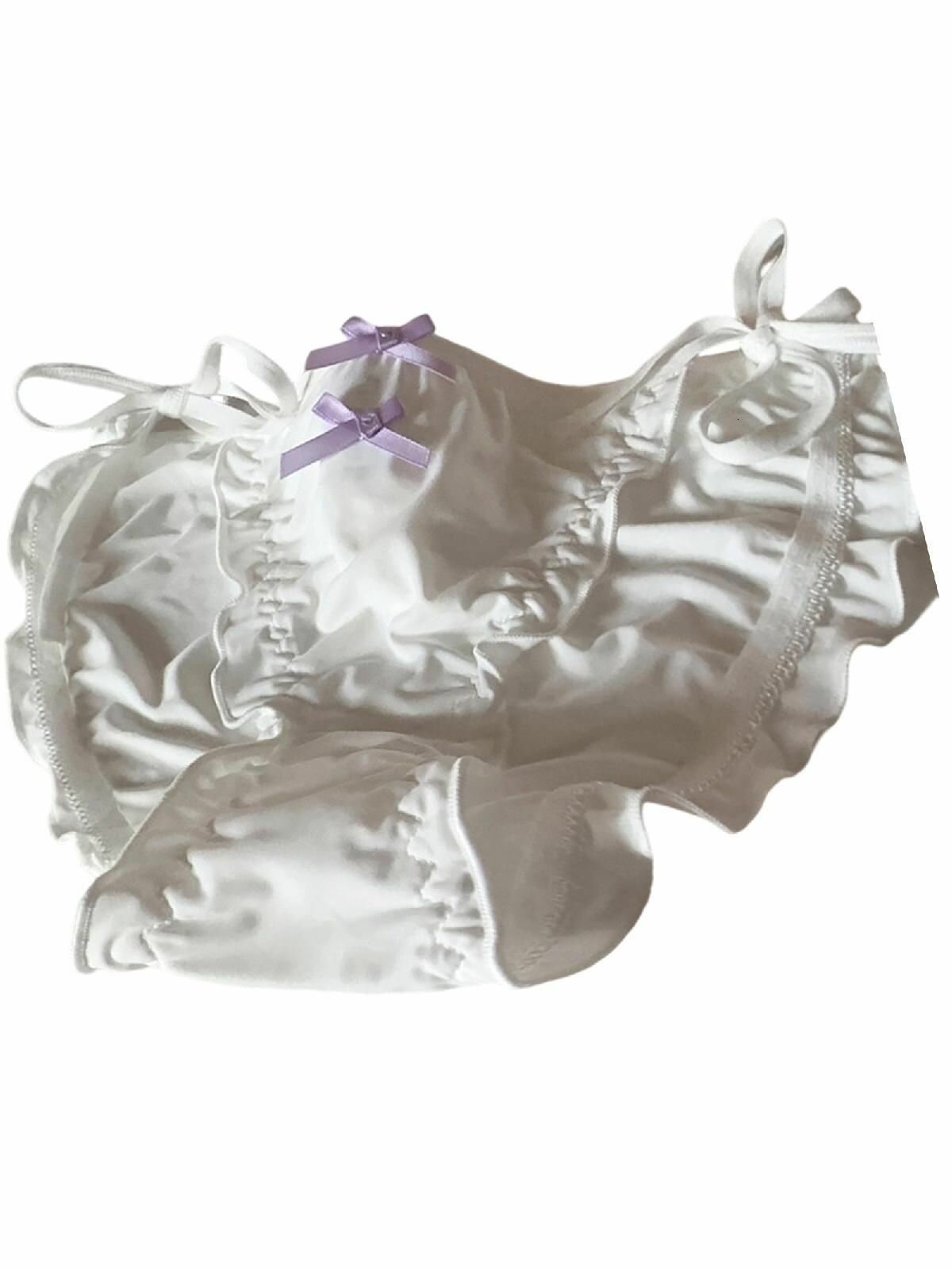 Трусики-бикини с бантиками и рюшами, Белый