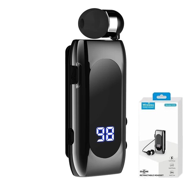 Беспроводные петличные наушники K55 Business Bluetooth 5.2, 20 часов работы в режиме разговора/воспроизведения музыки, светодиодный цифровой дисплей, шумоподавление.