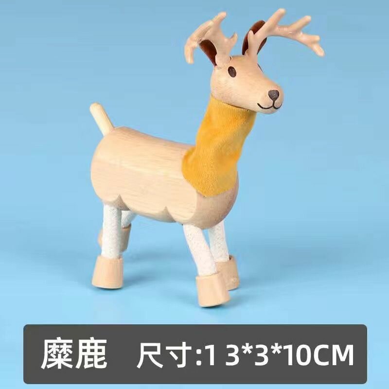 Современные минималистичные деревянные фигурки животных, имитированные шарнирные модели животных, экологически чистые куклы из массива дерева, детские деревянные игрушки.