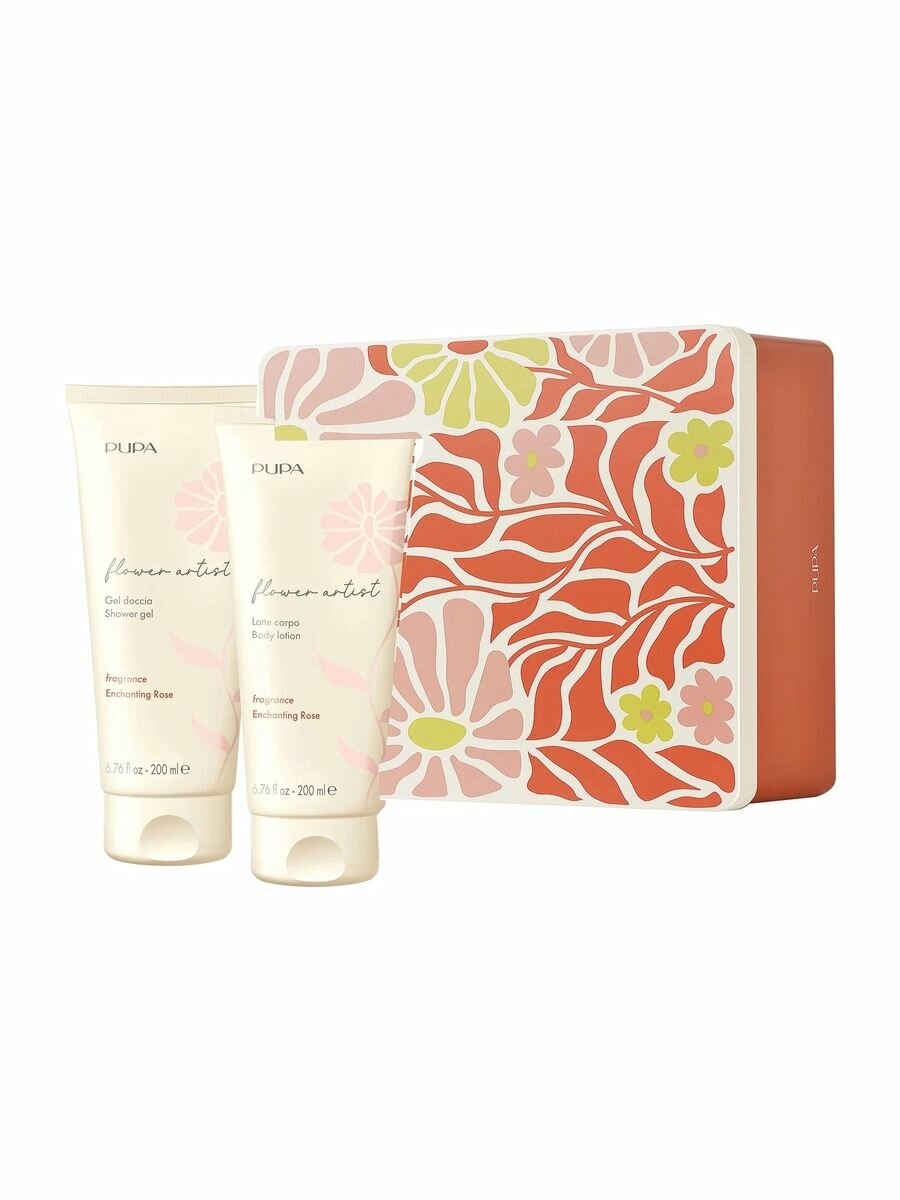 PUPA Набор Flower Artist Чарующая Роза (Гель для душа, 200 мл + Лосьон для тела, 200 мл + Коробка)