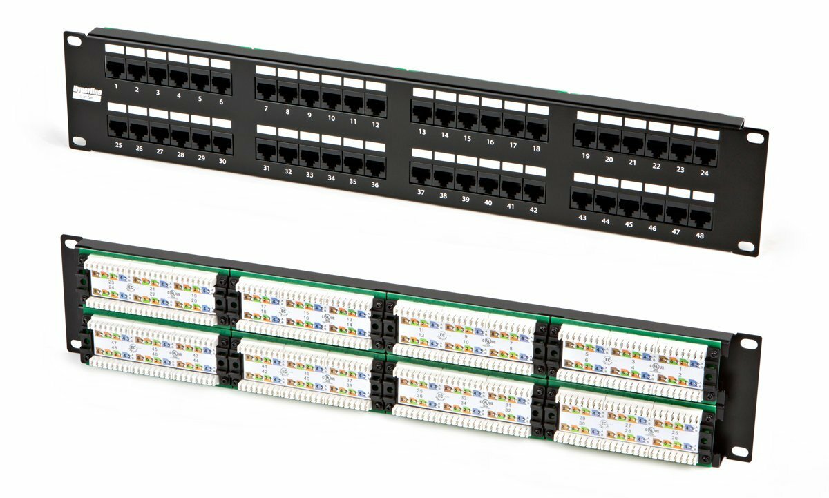 Патч-панель 19", 2U, 48 портов RJ-45, категория 5e, Dual IDC, ROHS Hyperline