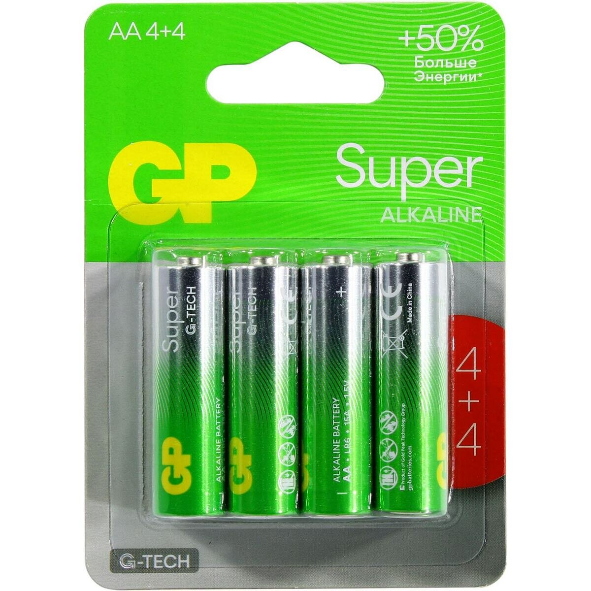GP 15AA214/4-8 (LR6) Size AA, щелочной (alkaline) <уп. 8 шт>