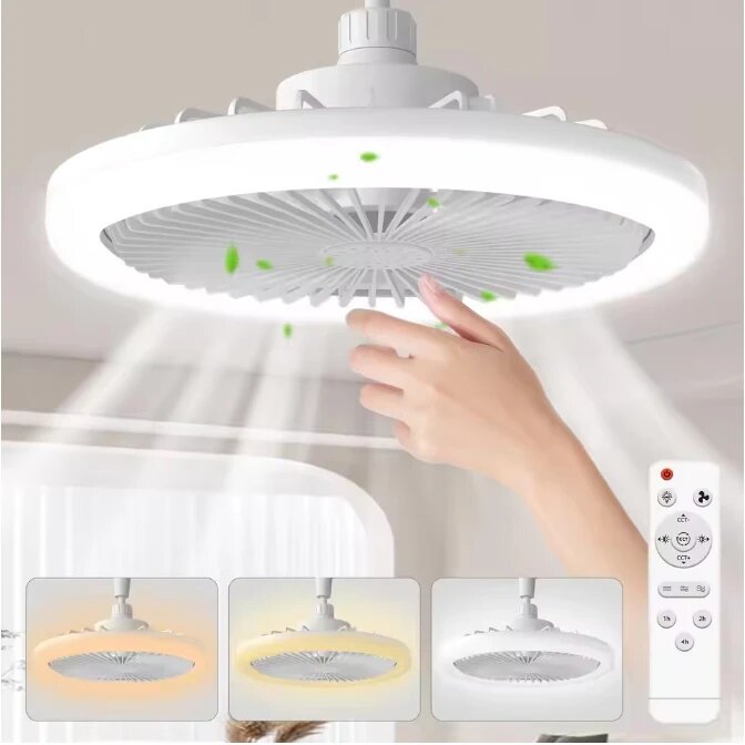 Потолочный вентилятор с LED подсветкой, белый лепесток FS-HX-R520