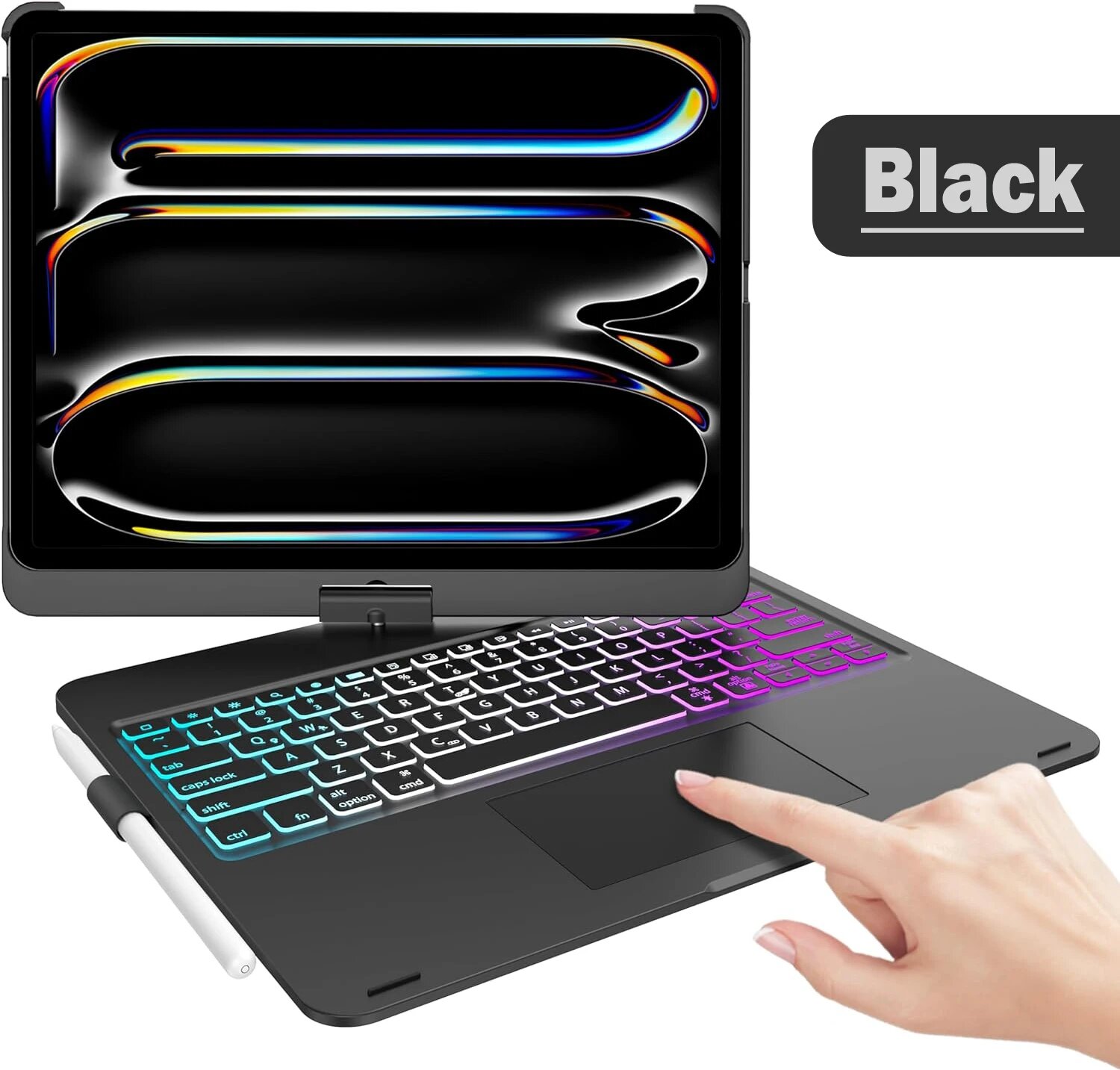PMFVSKN 360° Rotate Magic Keyboard для iPad Pro 12.9 2018-2022, Black, English French