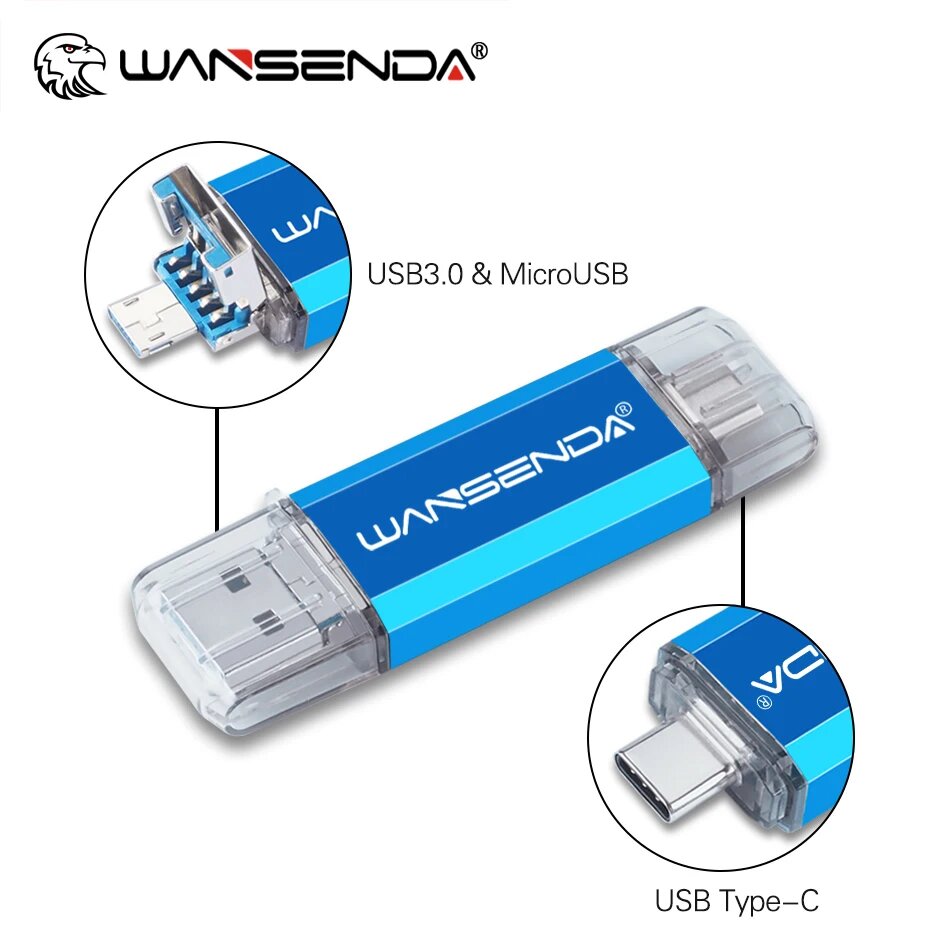 WANSENDA TYPE C USB 3.0 флешка 32/64/128/256/512 ГБ