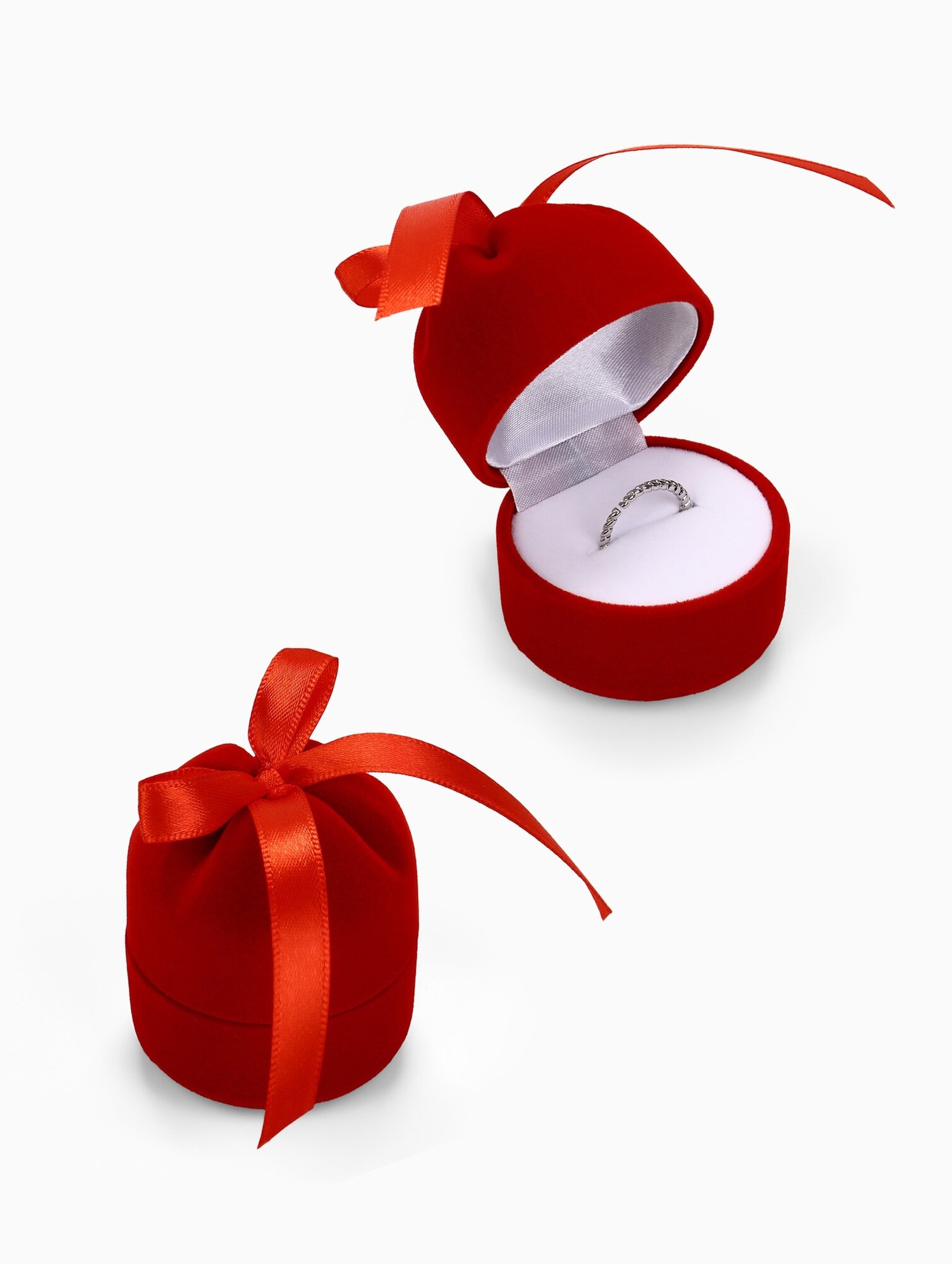 Футляр бархатный под кольцо/серьги «Подарочек», 5×5×6, цвет красный, вставка белая