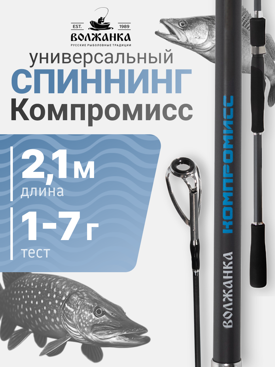 Спиннинг "Волжанка Компромисс" тест 1-7гр 2.1м (2 секции)