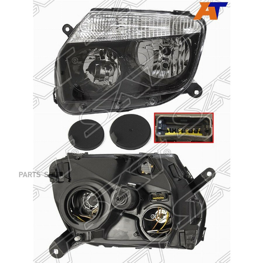 Фара Renault Duster 10-15 (Слева/ Галоген/ Ручная регулировка/ Чёрная) от официального дистрибьютора, SAT, артикул ST5511186LLDEM2