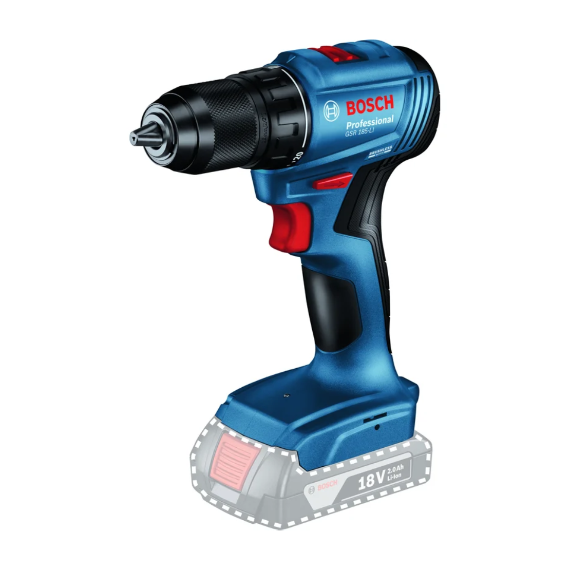 Дрель-шуруповерт аккумуляторная Bosch GSR 185-LI 06019K3003, 18 В, 50 Нм, 1900 об/мин, без АКБ и ЗУ, синий